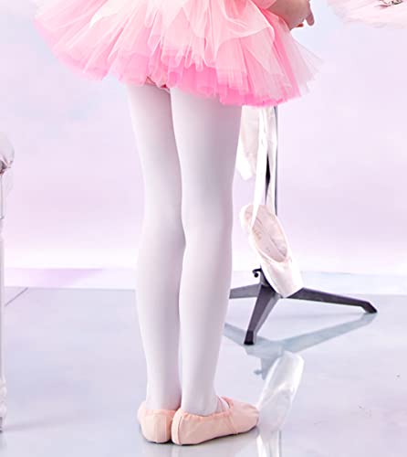 MdnMd Soft Girls Toddler Ballet Dance Tights Footed Ballet Legging Stocking Pantyhose 1 Pairs (White, Child Age 2-4)