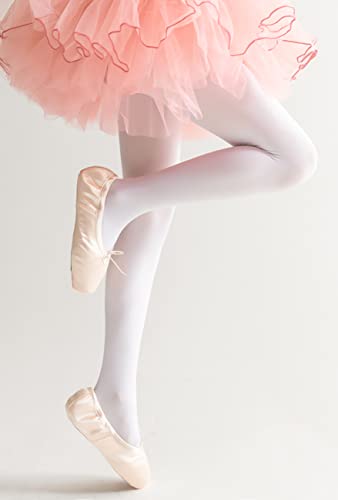 MdnMd Soft Girls Toddler Ballet Dance Tights Footed Ballet Legging Stocking Pantyhose 1 Pairs (White, Child Age 2-4)