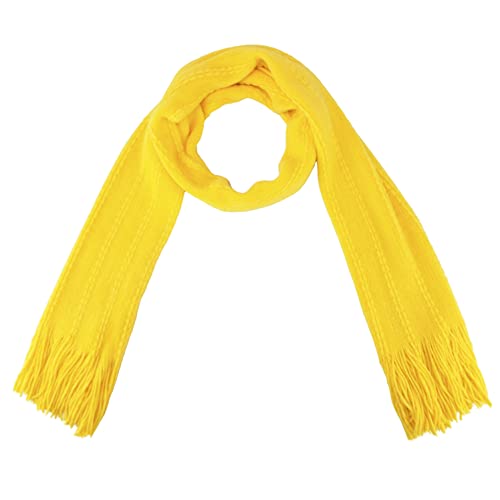 BRUCERIVER Women's Knit Scarf & Glove Set Touchscreen Function Cashmere Feel Cable Design (Lemon Yellow)