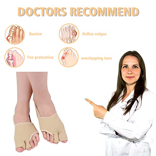 FSHERO Bunion Corrector for Women,Toe Straightener Pain Relief Socks,Bunion Splint,Non-Surgical Hallux Valgus Corrector for Day and Night(Large,Skin)