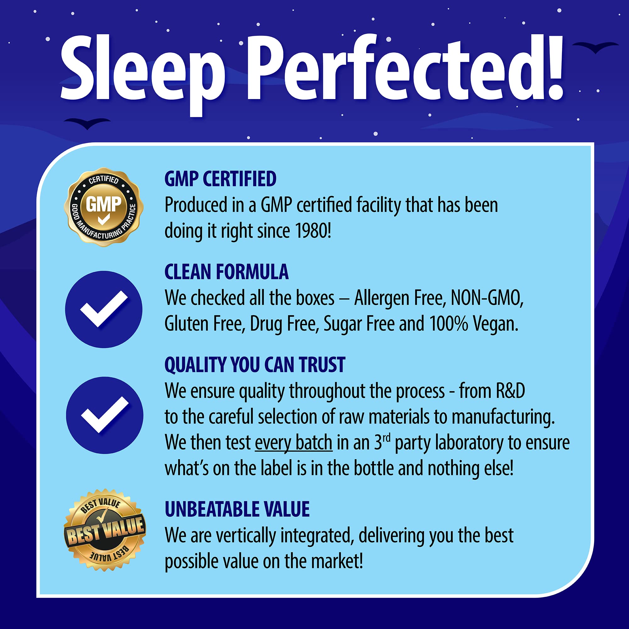 Nature's Perfect Night | Melatonin 5mg | 200 Quick Dissolve Tablets | Natural Mixed Berry Flavor |Preferred Potency | Sugar Free | Vegan | Gluten Free | Value Size