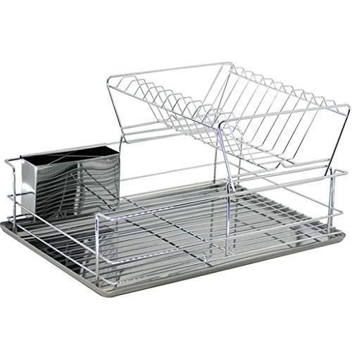 SDGH Stainless Steel Bowl Drain Rack - Double-Layer Tableware Storage Rack 47*33.5*32cm