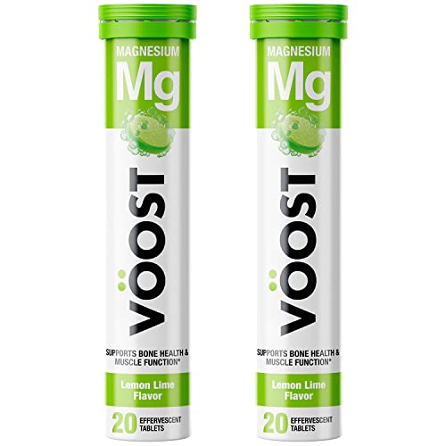 VOOST, Magnesium, Supports Bone Health and Muscle Health, Effervescent Vitamin Drink Tablet, No Sugar + Low Calorie Vitamin Supplement Blend, Lemon Lime Flavor, 40 Count