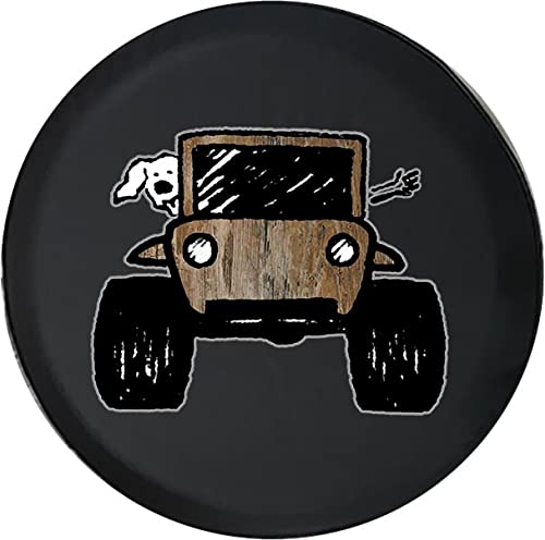 Funny Spare Tire Wheel Cover for Camper SUV Trailer Truck RV JP Thick PVC Leather | Paw Prints Wood Barn Country Black 33 Inch