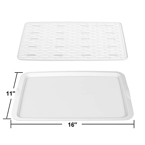 Tableware Drying Tray,Plastic drying dish, 16.2"×11"white,Draining plate,Double Layer Drain Tray, Drying dish,Dish Drying tray.Drain tray for tableware,cups,fruits,vegetables and condiments