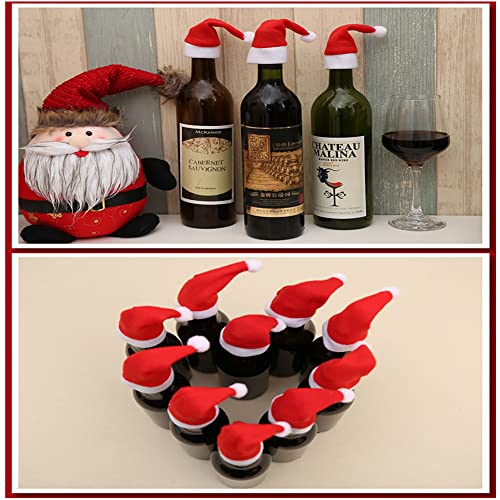 nanaxagly Christmas Santa Hats Silverware Holders Xmas Tableware Fork Spoon Knife Storage Bag - Xmas Party Dinner Table Dinnerware Decorations Supplies, 10PCS Mini Santa Hats