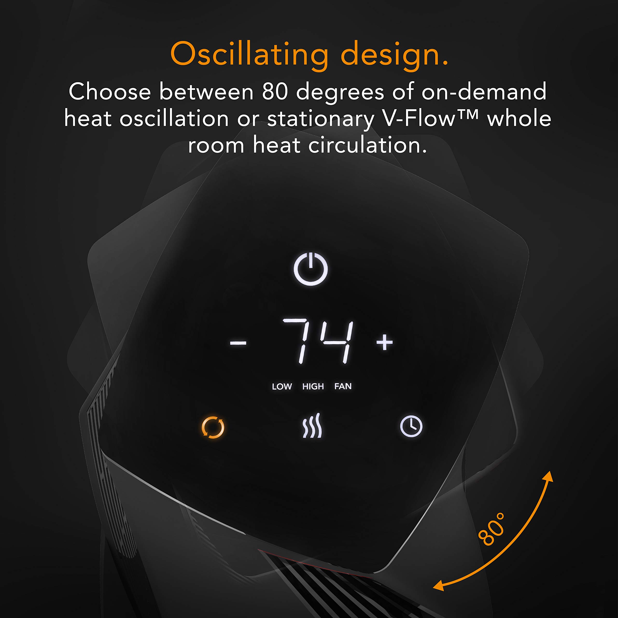 Vornado AVH2 Advanced Whole Room Heater with Automatic Climate Control, Timer, Fan Only Option, Black & OSCTH1 Oscillating Tower Heater