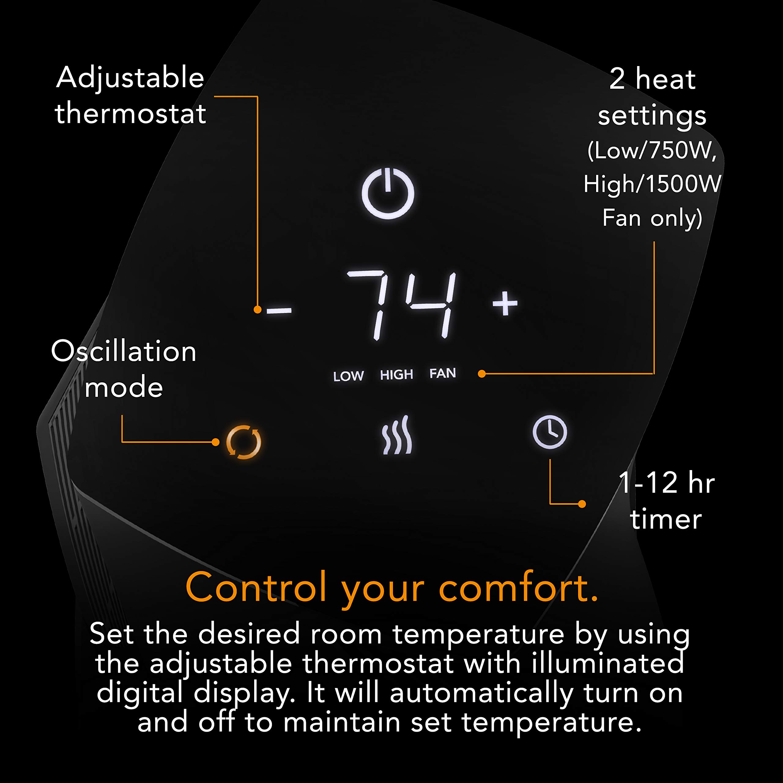 Vornado AVH2 Advanced Whole Room Heater with Automatic Climate Control, Timer, Fan Only Option, Black & OSCTH1 Oscillating Tower Heater