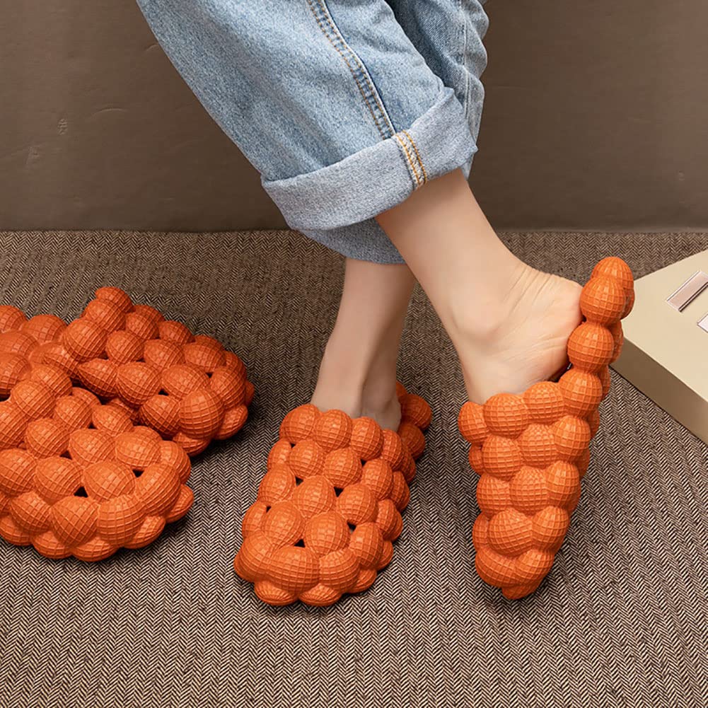 Unisex Lychee Sandals Lychee Slippers Home Shower Beach Slides Stress Relief Massage Slippers for Indoor & Outdoor (XXL, Orange slipper, numeric_10_point_5)
