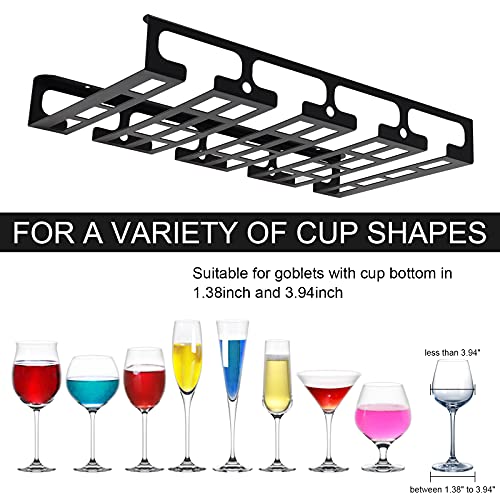 CUKE2BEET Wine Glass Rack Under Shelf, Wine Glasses Holder Under Cabinet Stemware Rack, Wine Glass Hanger Rack Wine Glass Drying Storage Hanger for Cabinet Kitchen Bar