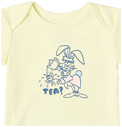 Amazon Essentials Disney | Marvel | Star Wars | Princess Baby Girls' Short-Sleeve Bodysuits, Pack of 6, 6-Pack Alice Tea Party, 0-3 Months