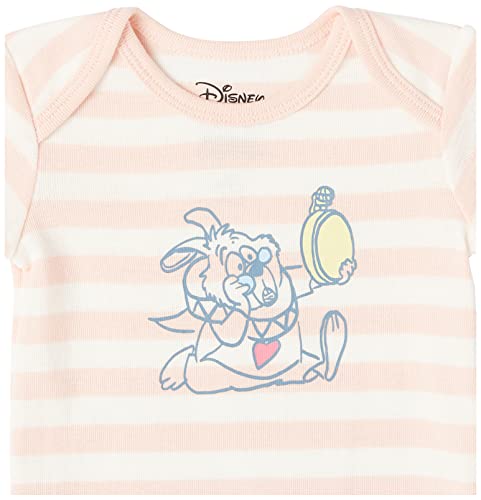 Amazon Essentials Disney | Marvel | Star Wars | Princess Baby Girls' Short-Sleeve Bodysuits, Pack of 6, 6-Pack Alice Tea Party, 0-3 Months