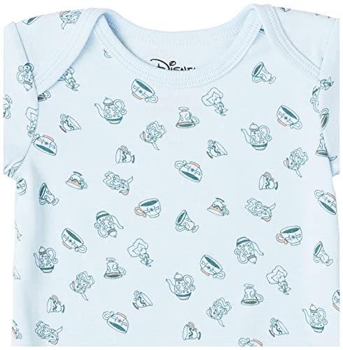 Amazon Essentials Disney | Marvel | Star Wars | Princess Baby Girls' Short-Sleeve Bodysuits, Pack of 6, 6-Pack Alice Tea Party, 0-3 Months