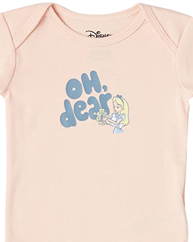 Amazon Essentials Disney | Marvel | Star Wars | Princess Baby Girls' Long-Sleeve Bodysuits, Pack of 5, Alice Tea Party, 24 Months