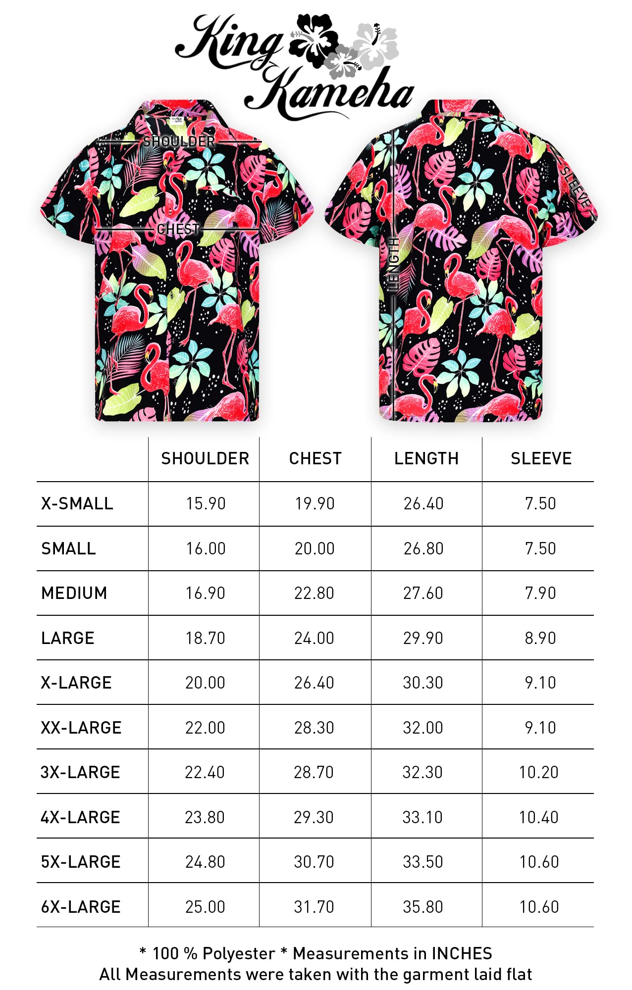 KING KAMEHA Funky Hawaiian Shirt, Shortsleeve, Funky Flamingos, Black, XL