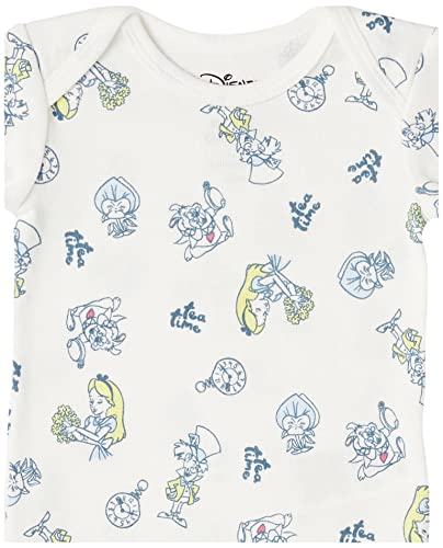 Amazon Essentials Disney | Marvel | Star Wars | Princess Baby Girls' Long-Sleeve Bodysuits, Pack of 5, Alice Tea Party, 24 Months