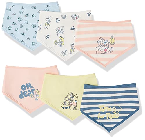 Amazon Essentials Disney | Marvel | Star Wars | Princess Baby Girls' Baby Bibs, Pack of 6, 6-pack Alice Tea Party, One Size