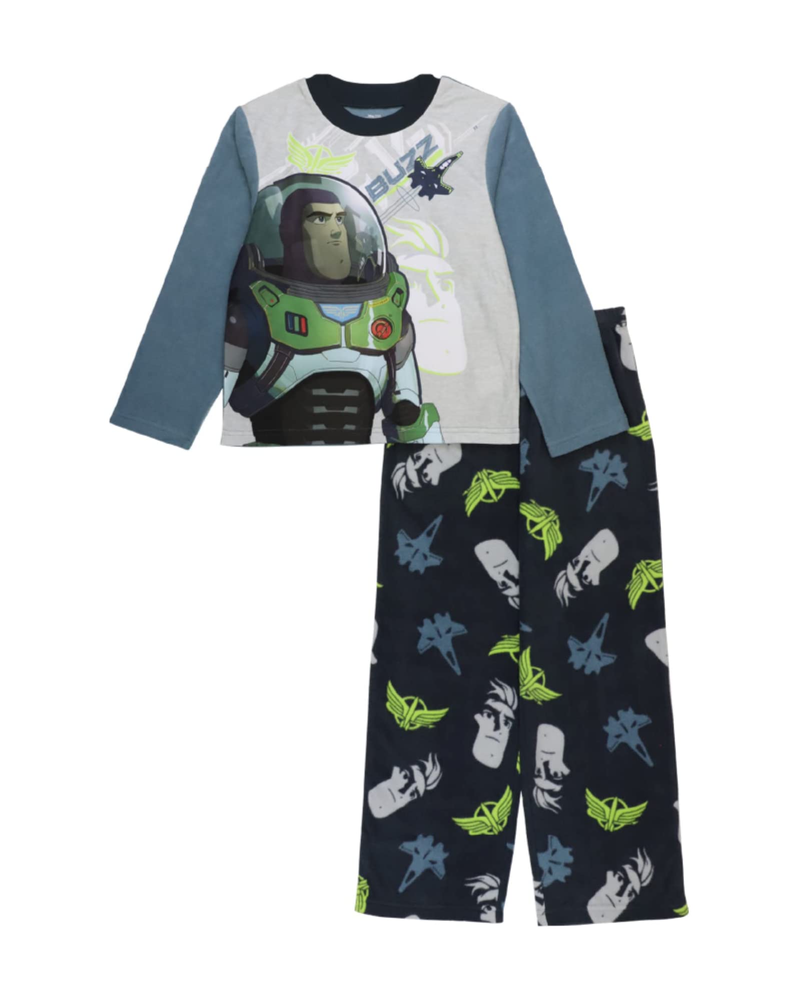Disney Boys' Lightyear 2-Piece Loose-Fit Pajamas Set, BUZZ SPACE, 10