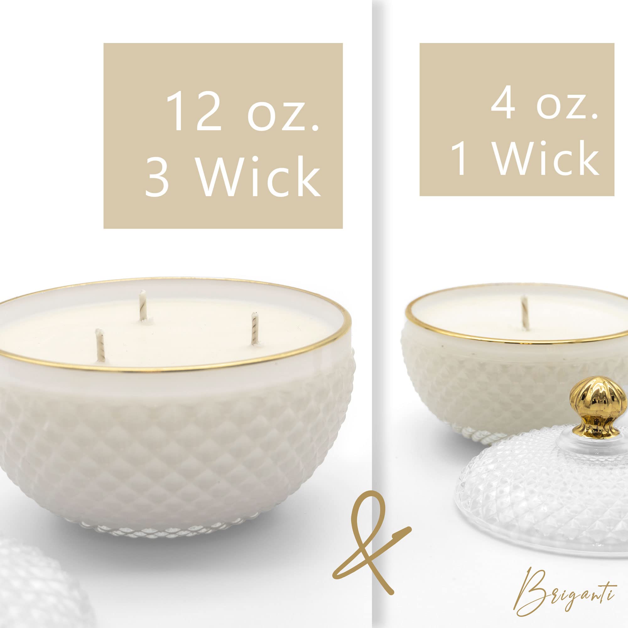 BRIGANTI Scented Candle in White Glass Jar (Vanilla Cupcake) Vanilla Bean, Buttercream, Cake, and Bourbon | Elegant Candle for Home Aromatherapy, All Natural Soy Wax 4oz
