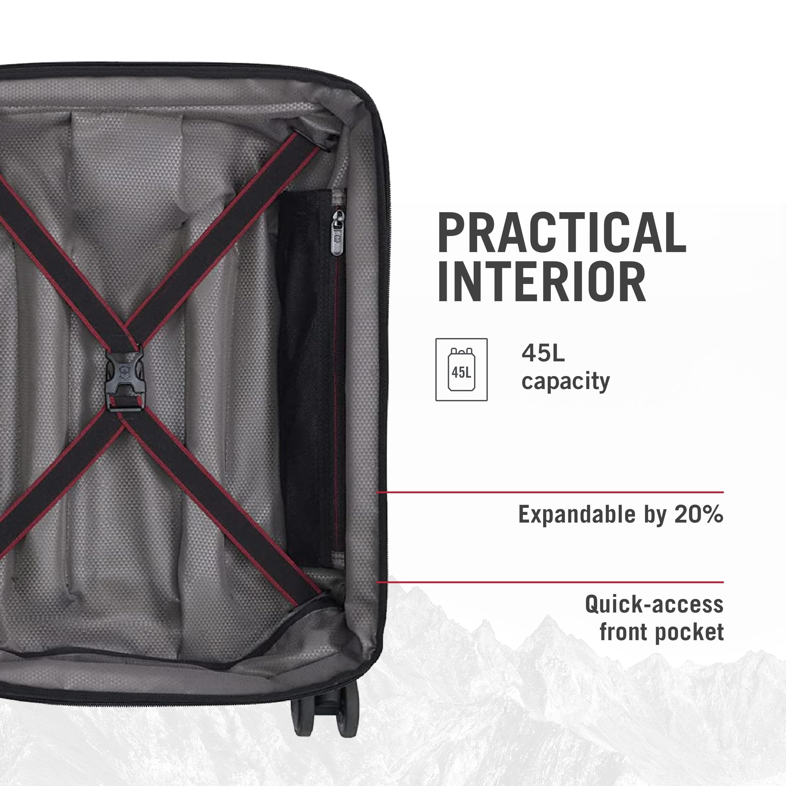 Victorinox Spectra 3.0 Frequent Flyer Plus Carry-On - Modern Hardside Carry-On Luggage - Rolling Suitcase with Spinner Wheels - Holds Travel Accessories - 45 Liters, Black
