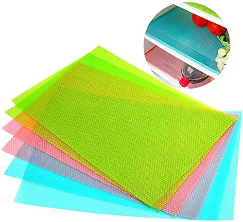 Kinweed 12 PCS Shelf Mats Refrigerator Liners Washable Refrigerator Pads Fridge Mats Drawer Table Placemats(4 Blue+4 Pink+4 Green)