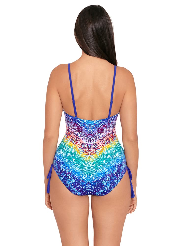 Skinny Dippers Women's Swimwear Alice Shape Shifter V-Neckline Soft Cup One Piece Swimsuit, Rainbow, Medium