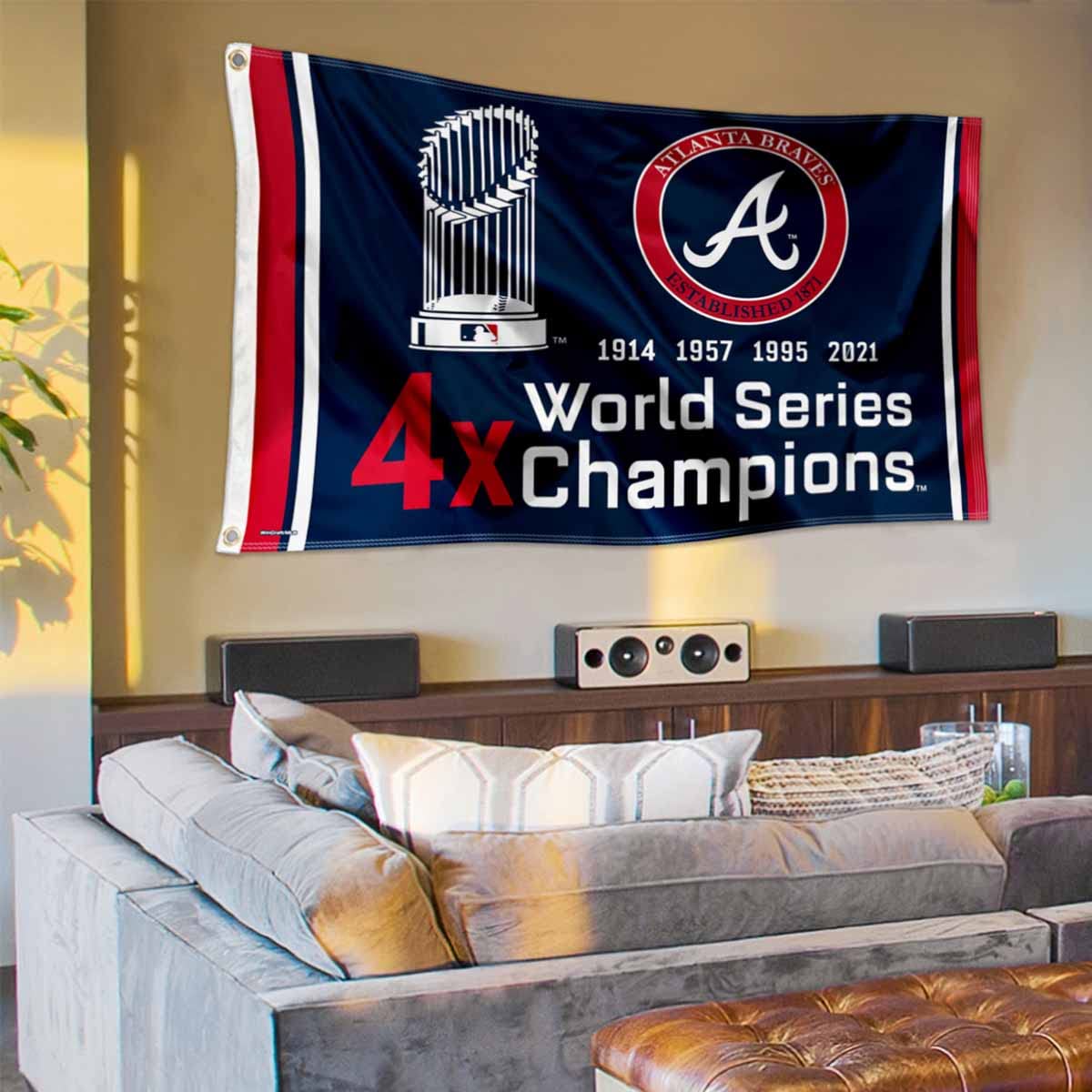 WinCraft Atlanta Braves Years Series Champions 3x5 Foot Grommet Banner Flag