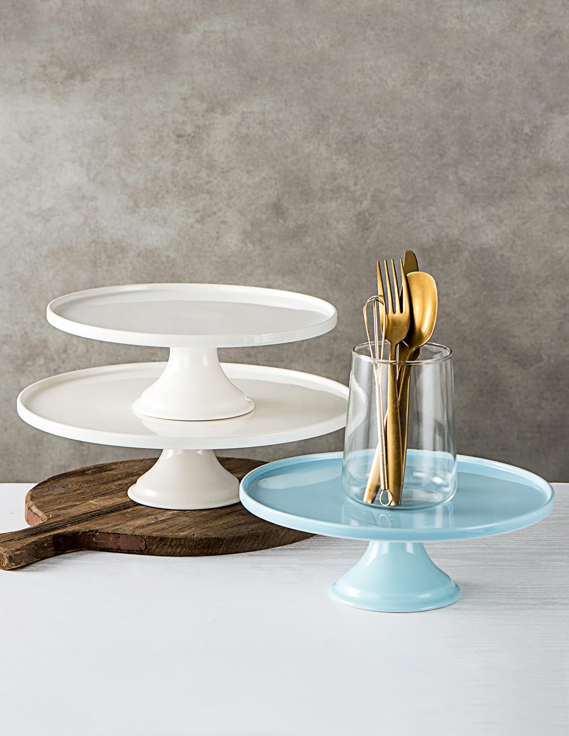 Onniyor Porcelain Cake Stand, Cake Display Stand, Round Dessert Stand, Cupcake Display Tray for Party (10 Inch, White)