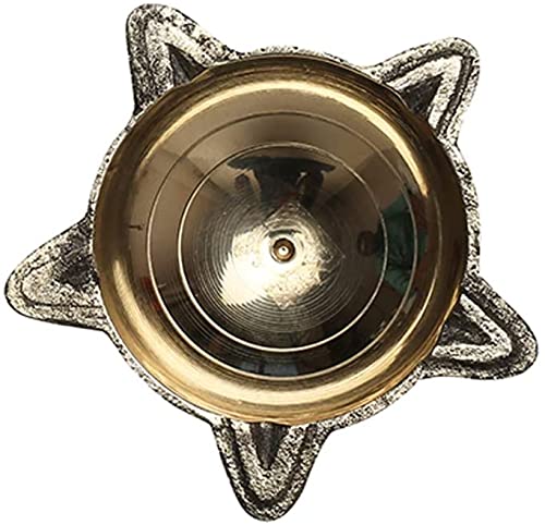HANS PRODUCT Brass Panchmukhi Star Shape Deepak/Diya for Lighting, Pooja, Home & Office Decor (2 INCH)