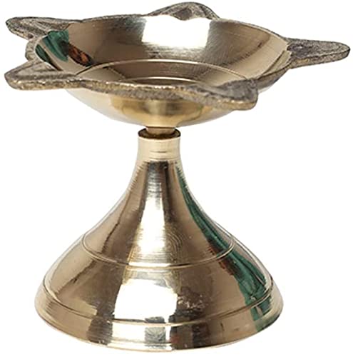 HANS PRODUCT Brass Panchmukhi Star Shape Deepak/Diya for Lighting, Pooja, Home & Office Decor (2 INCH)