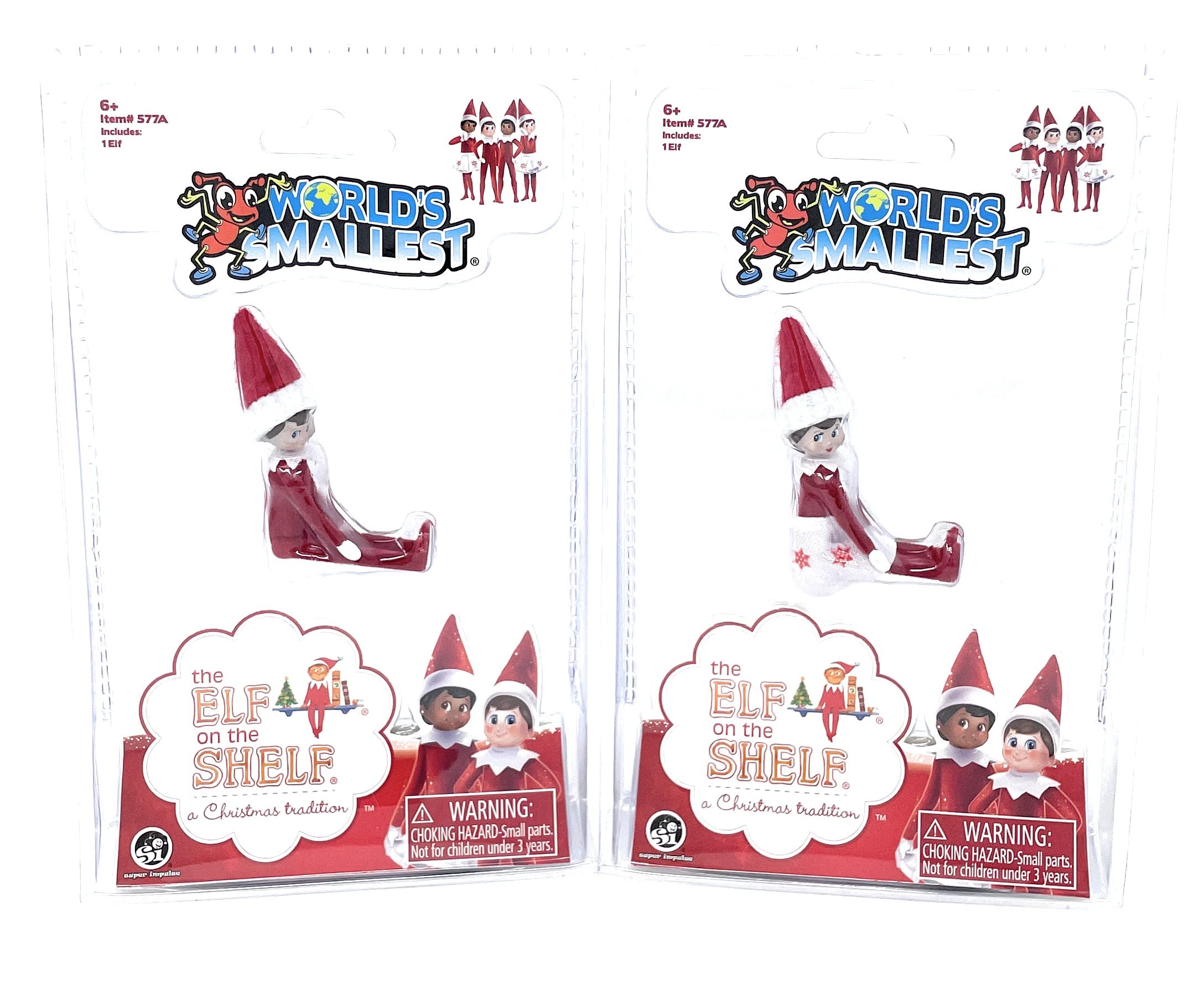 Worlds Smallest World's Smallest Elf on The Shelf Bundle Set of 2 Boy and Girl Light Tone - 4 Inches Tall!