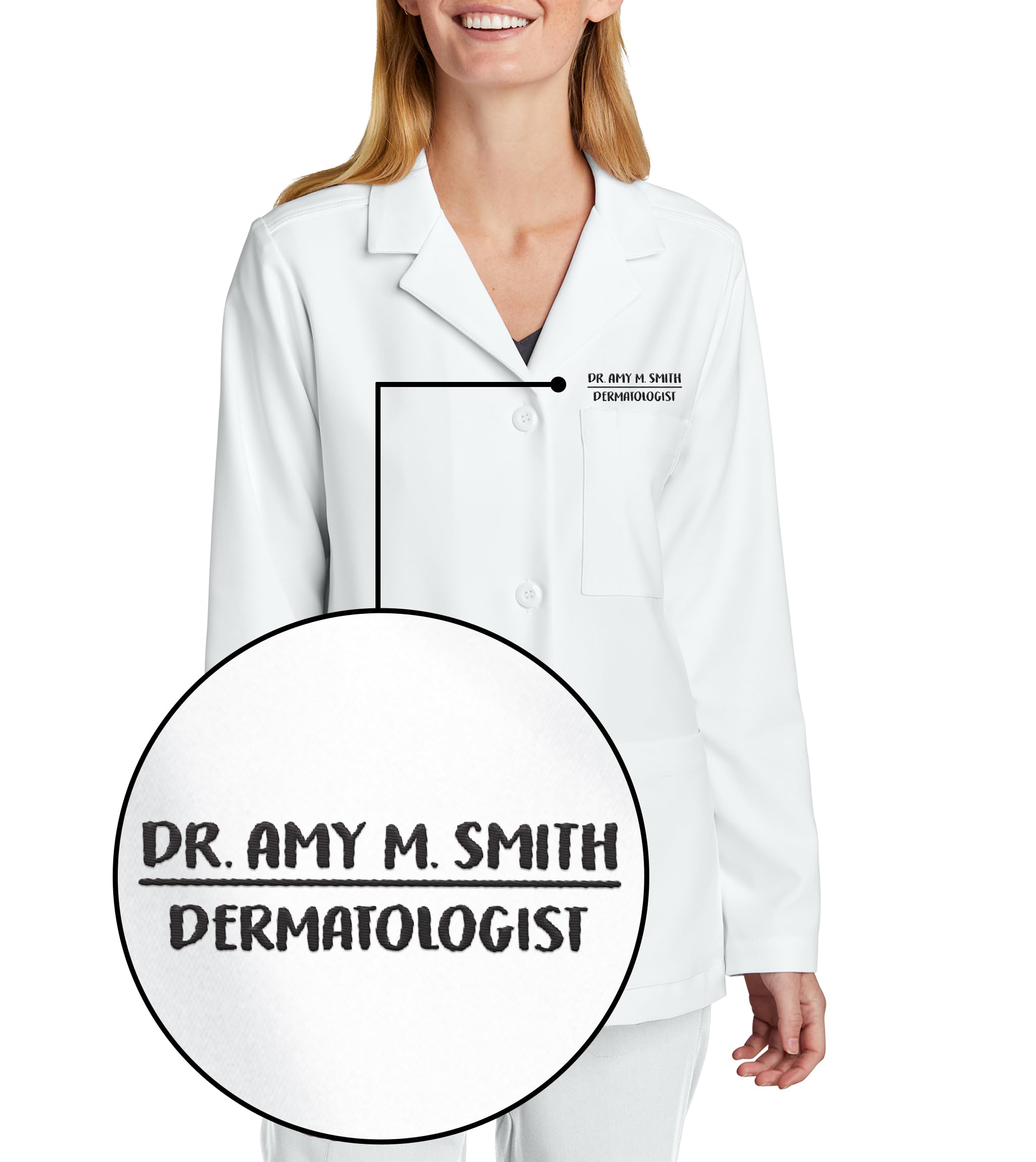 Custom Women Scrub Lab Coats Embroidered Medical Laboratory Coat for Women 29.5" Large
