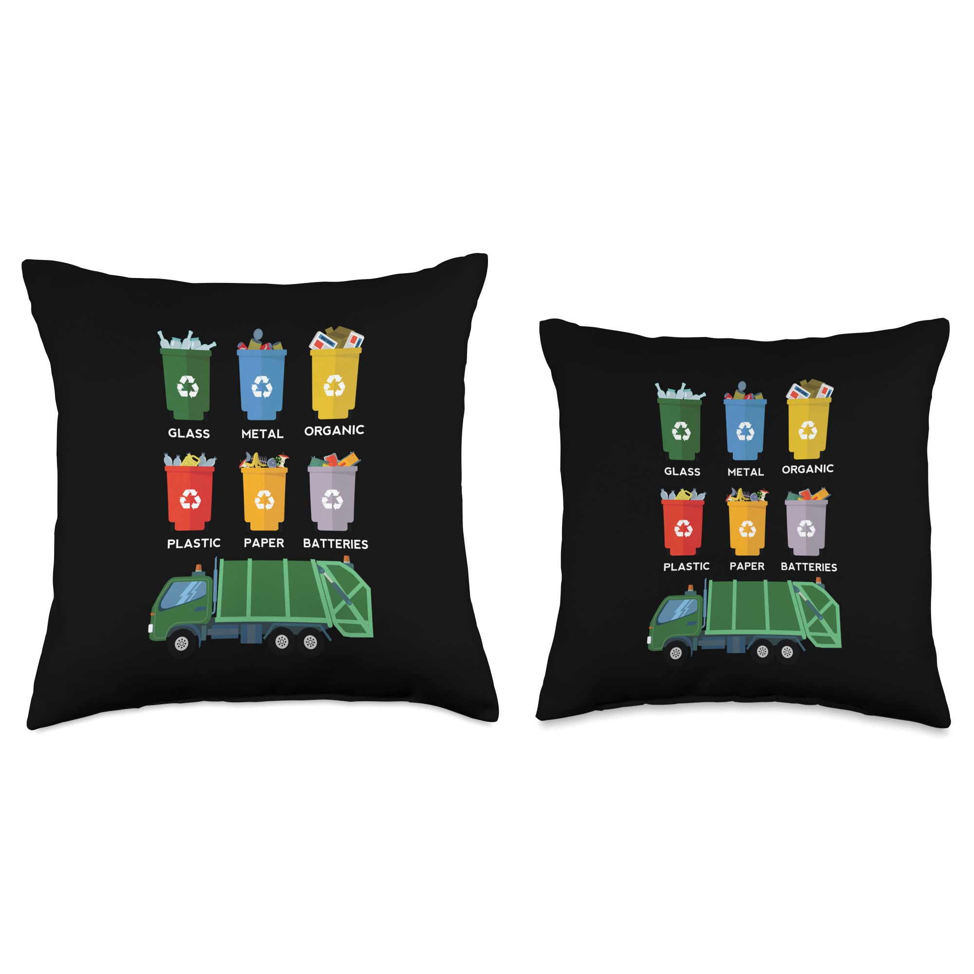 Waste Management Recycling Garbage Truck Apparel Recycle Bin Day Waste Management Garbage Truck Throw Pillow, 18x18, Multicolor