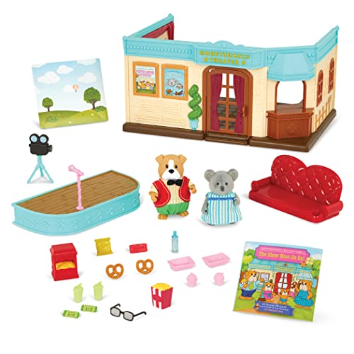 Lil Woodzeez – Toy Figures Playhouse – Miniature Movie Theatre – Stackable – Storybook Playset – Posable Figures & Cinema with Furniture – 3 Years +