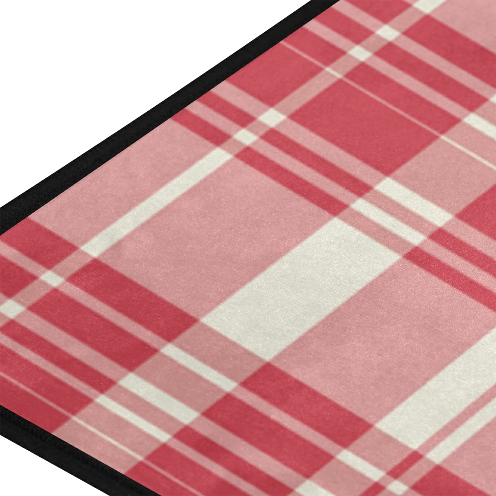susiyo Plaid Red Kitchen Rug Floor Mat Non-Slip Anti Fatigue Memory Foam Comfort Standing Mats for Entryway Hallway Bathroom Welcome Doormat 39x20inch