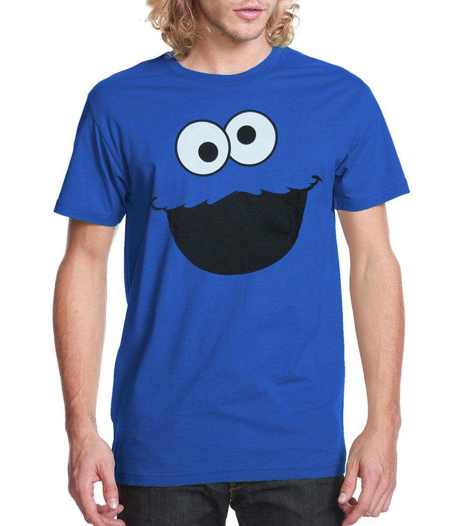 Animation Shops Cookie Silly Monster Face Adult T-Shirt (Medium) Royal Blue