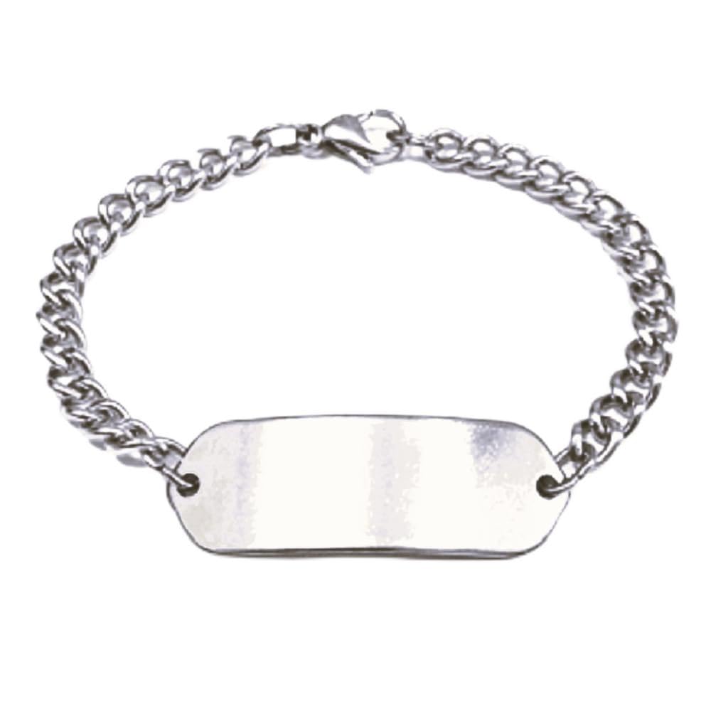 MakeMeThis Plain ID Bracelet IDB-01LC - with Lobster Claw Clasp - Stainless Steel - Personalized Engraving - Customized Bracelet Length - Youth, Adult or Large Adult