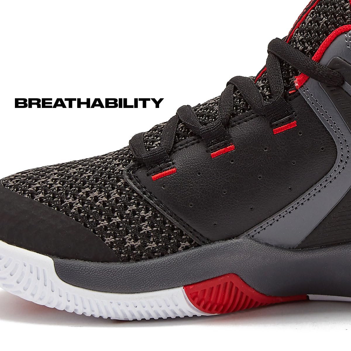 AND1 Takeoff 3.0 Girls & Boys Basketball Shoes, Boys High Top Sneakers - Black/Dark Grey/Red, 6 Big Kid
