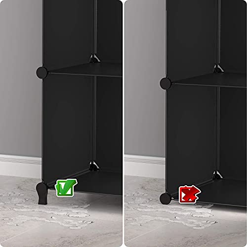 6-Cube Storage Organizer, Closet Organizer Storage shelf Bookcase Bookshelf with Metal Hammer, Storage Cubes Organizer Cabinet for Kids, Closet, Bedroom, Bathroom, (11.8x11.8x11.8 inch), Black