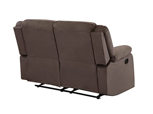 Blackjack Furniture Winthrop 60" Modern Manual Reclining Loveseat, Soft Microfiber Upholstery, Extra Padded Back, Lumbar Support & Smooth Reclining Mechanism, Space-Saving Recliner, Loveseat, Brown