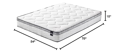 Full Size Mattress - 10 Inch Cool Memory Foam & Spring Hybrid Mattress with Breathable Cover - Comfort Plush Euro Pillow Top - Rolled in a Box - Oliver & Smith