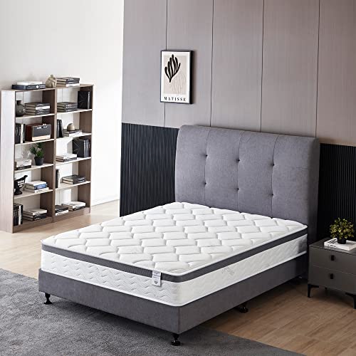 Full Size Mattress - 10 Inch Cool Memory Foam & Spring Hybrid Mattress with Breathable Cover - Comfort Plush Euro Pillow Top - Rolled in a Box - Oliver & Smith