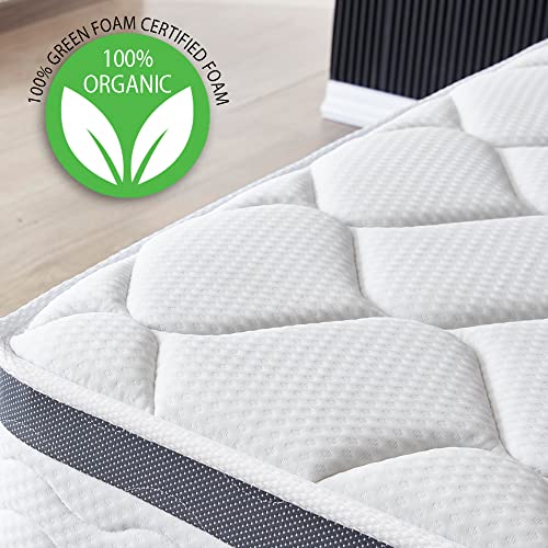 Full Size Mattress - 10 Inch Cool Memory Foam & Spring Hybrid Mattress with Breathable Cover - Comfort Plush Euro Pillow Top - Rolled in a Box - Oliver & Smith