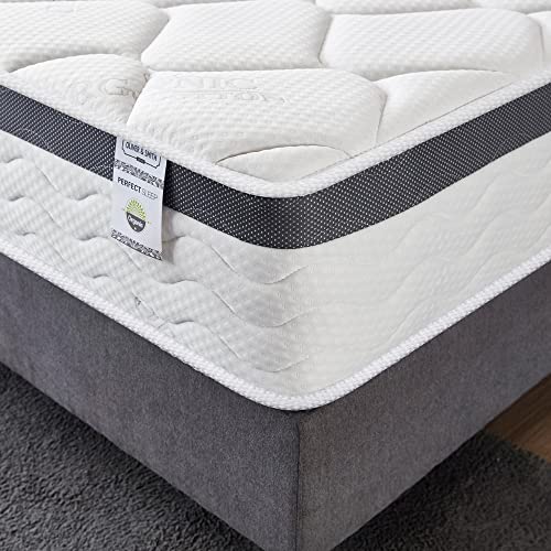Full Size Mattress - 10 Inch Cool Memory Foam & Spring Hybrid Mattress with Breathable Cover - Comfort Plush Euro Pillow Top - Rolled in a Box - Oliver & Smith