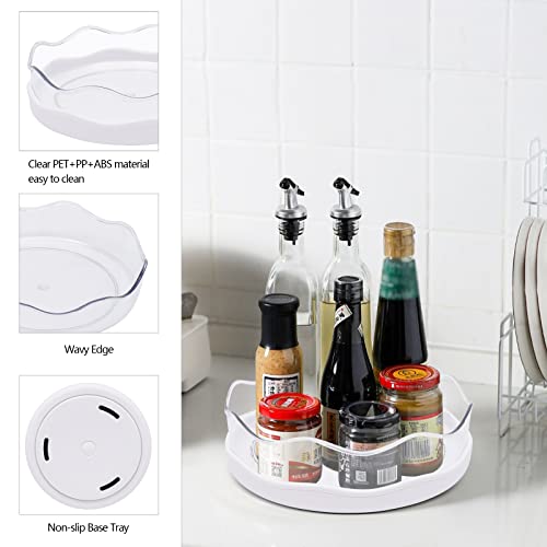 2Pack Lazy Organizer(9In+11In), Lazy Rotating Makeup Organizer, Cosmetic Display Cases, Perfume Organizer, Lazy Turntable for Cabinet, Spice Rack, Bathroom Organizer, Desk Organizers-Milky White