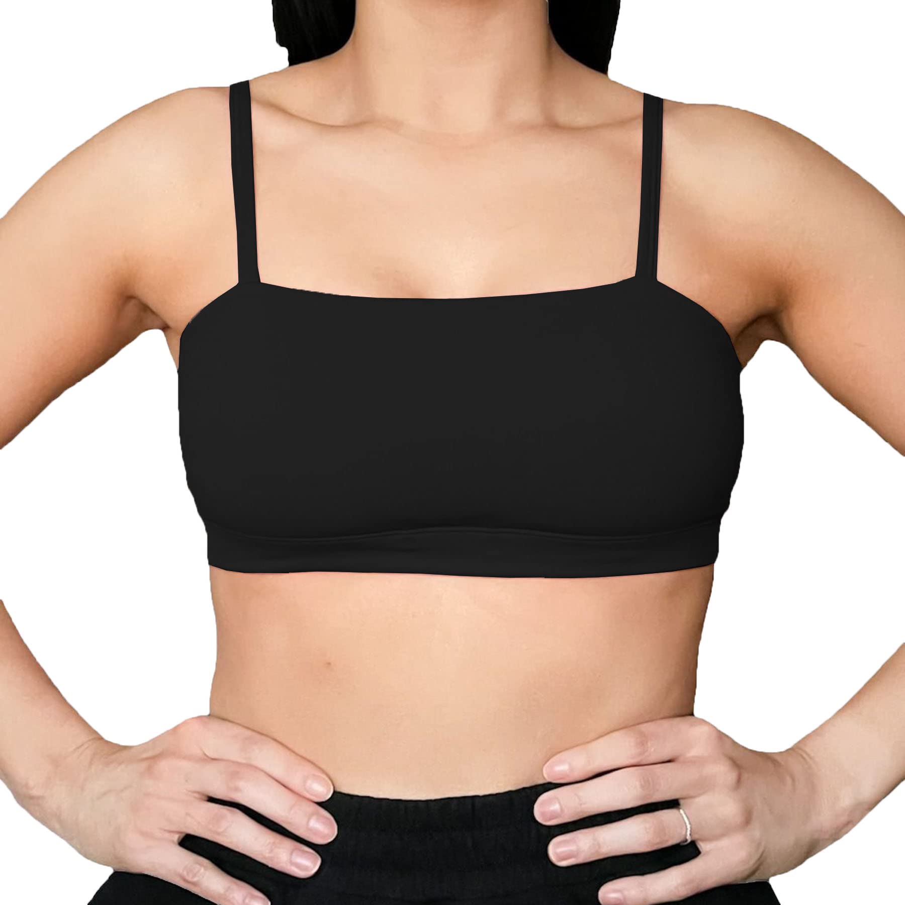 Aoxjox Women's Workout Bandeau Sports Bras Training Fitness Running Yoga Crop Tank Top (Black, X-Large)