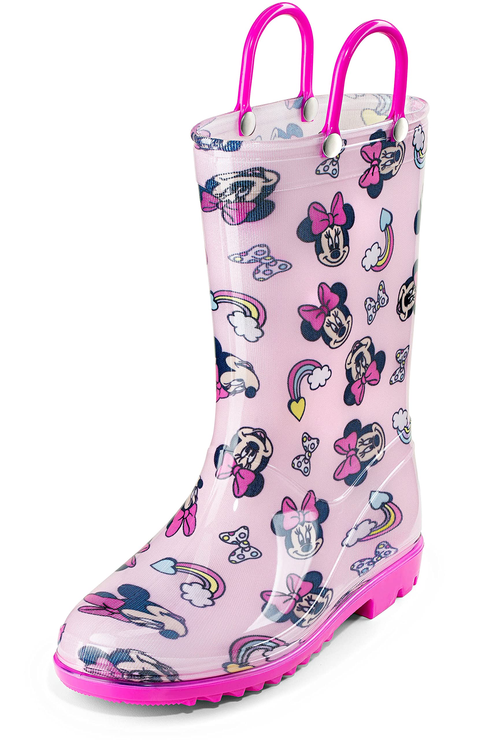 Disney Minnie Mouse Girls Pink PVC Rainboots - Easy-On Handle - Size 9 Toddler