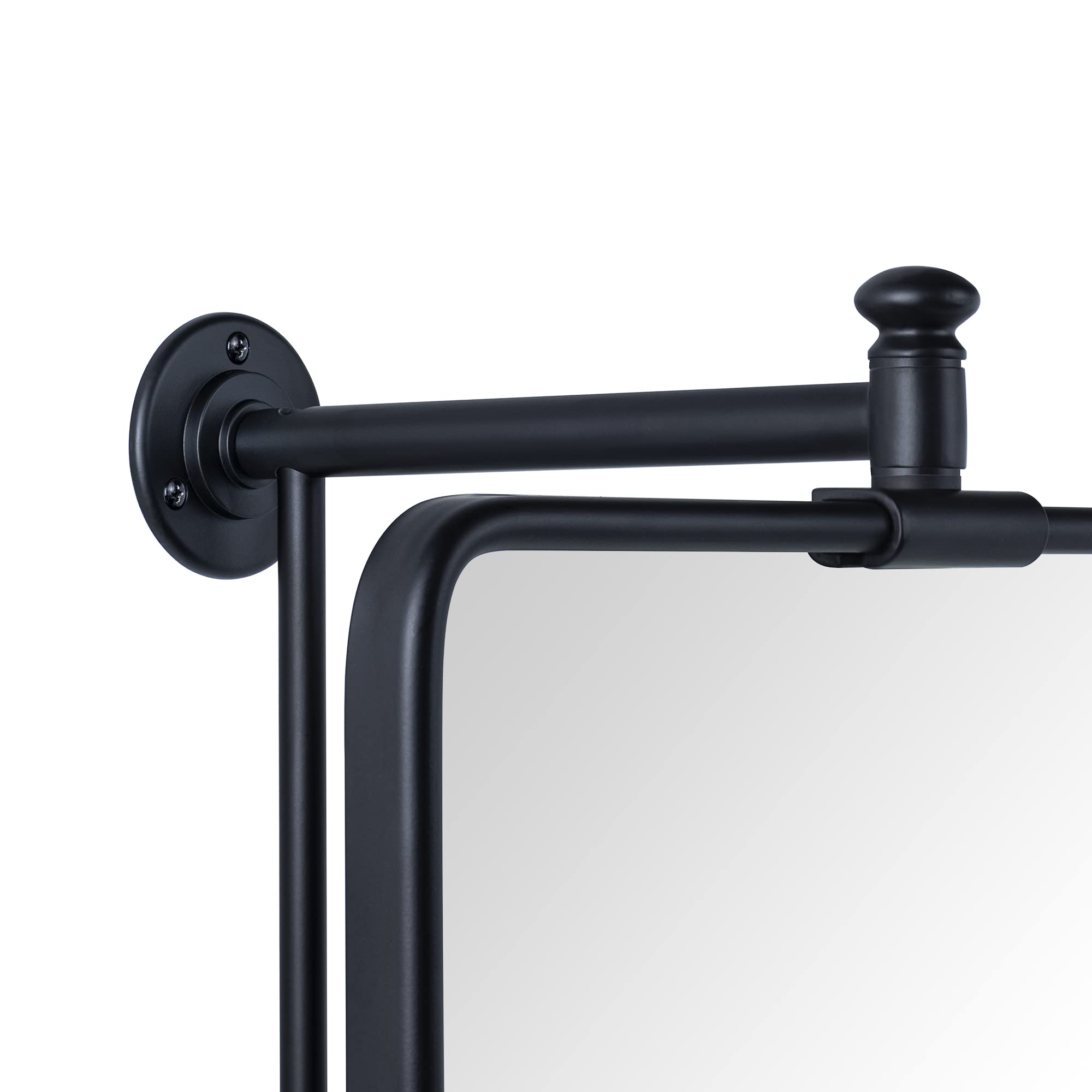 TEHOME Black Rounded Rectangle Pivot-N-View Bathroom Vanity Mirror Rotating Tilting Mirror for Corner Vanity, 14x22''
