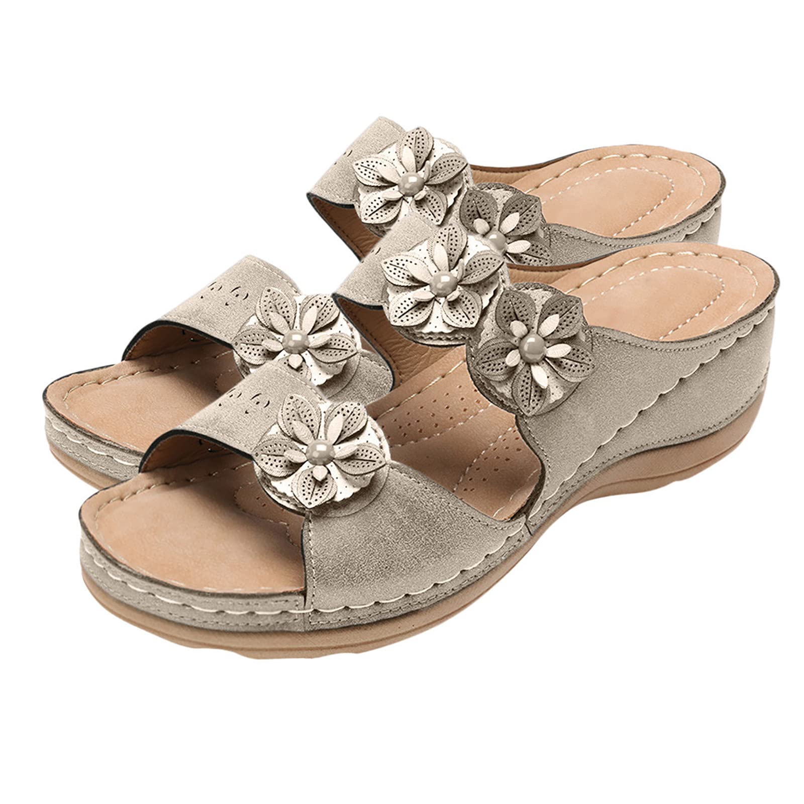 Aniywn Womens Wedge Flip Flops Sandals with Arch Support Summer Comfortable Platform Bohemia Flat Shoes Casual Thong Sandal