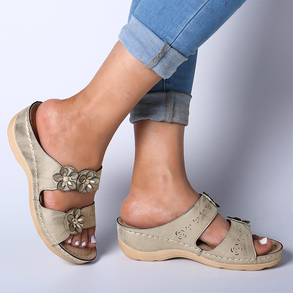 Aniywn Womens Wedge Flip Flops Sandals with Arch Support Summer Comfortable Platform Bohemia Flat Shoes Casual Thong Sandal